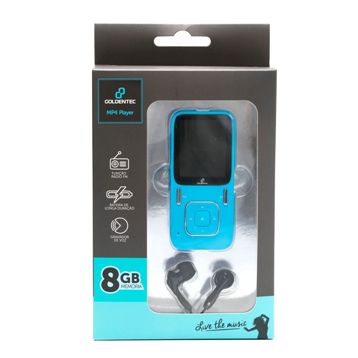 MP4 Player 8GB LCD 1.8" Sport A1809 Azul Goldentec - lojaibyte