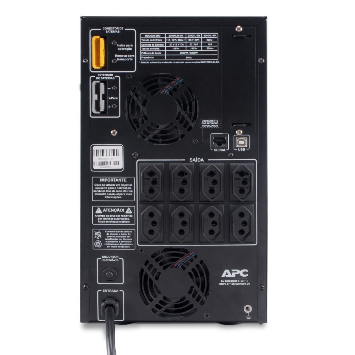Nobreak APC Smart-UPS BR 2200VA Torre, 220V SMC2200XLI-BR - lojaibyte
