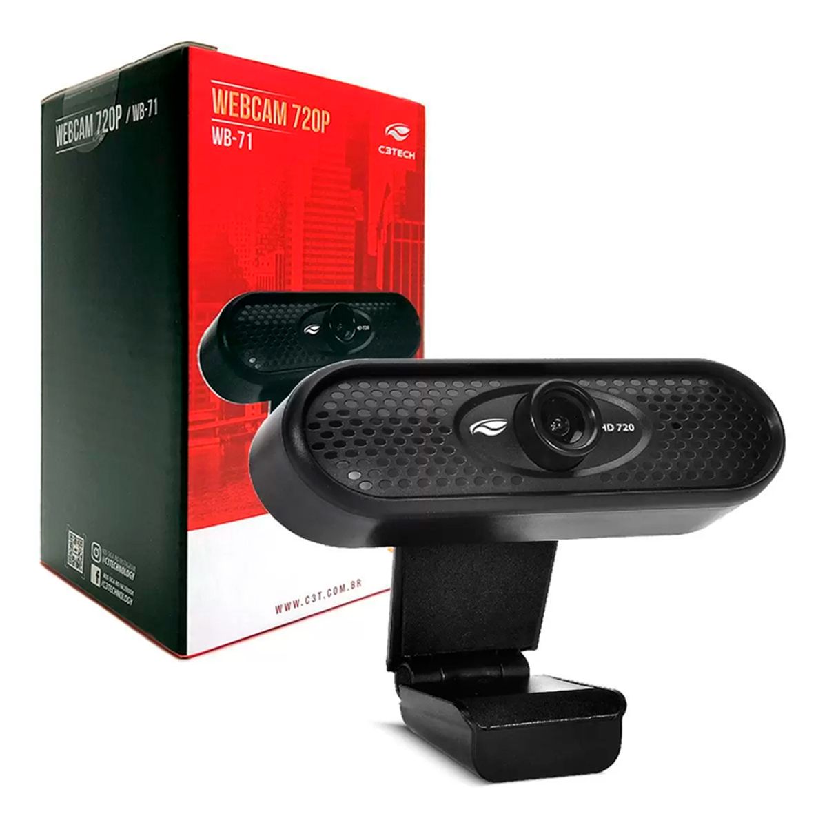 Webcam C3TECH USB HD 720p - WB-71BK - lojaibyte