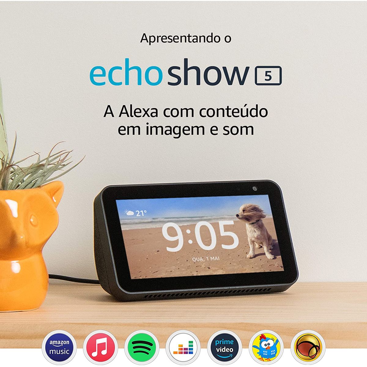 Amazon Smart Home Echo Show 5 Alexa, Tela 5.5", Preto - lojaibyte