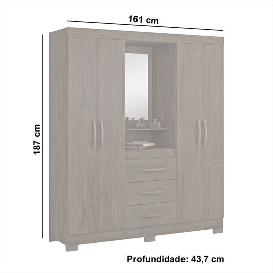 Guarda Roupa Notável Capelinha 5015 c/ 4 Portas de Bater, 3 Gavetas e ...
