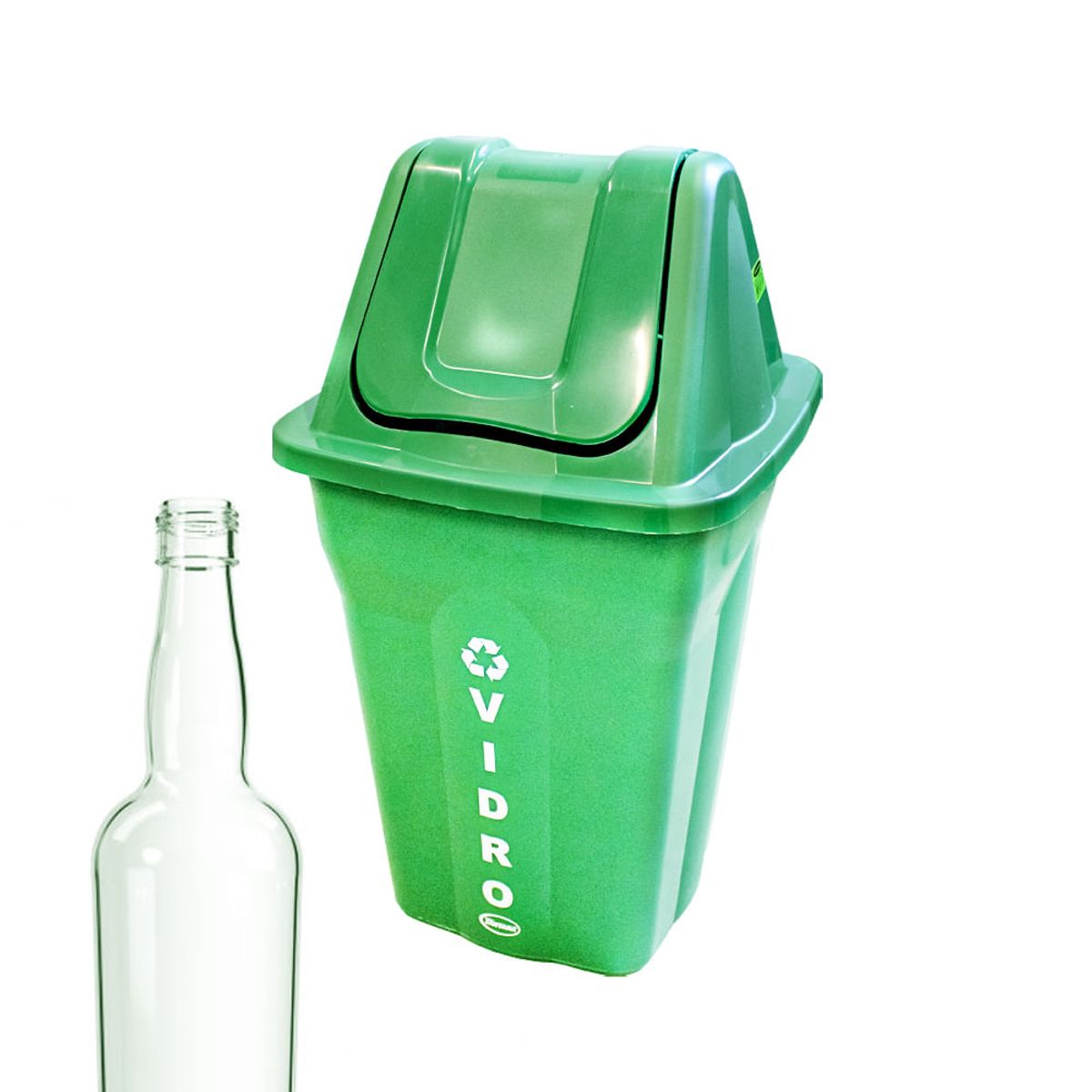 Lixeira plástica 60 litros com tampa basculante VIDRO Santana - lojaibyte