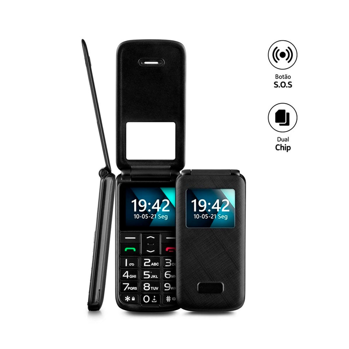 Celular Flip Vita Lite Multilaser Dual Chip Bluetooth Preto - lojaibyte