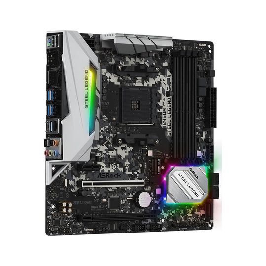 Placa-Mãe ASRock B450M Steel Legend AMD AM4, mATX, USB-C - lojaibyte