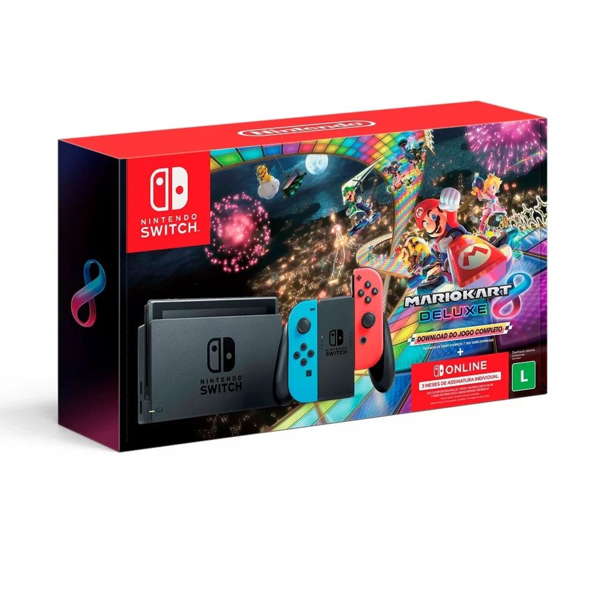 Nintendo Switch 32GB Mario Kart 8 Neon Blue e Neon Red - lojaibyte