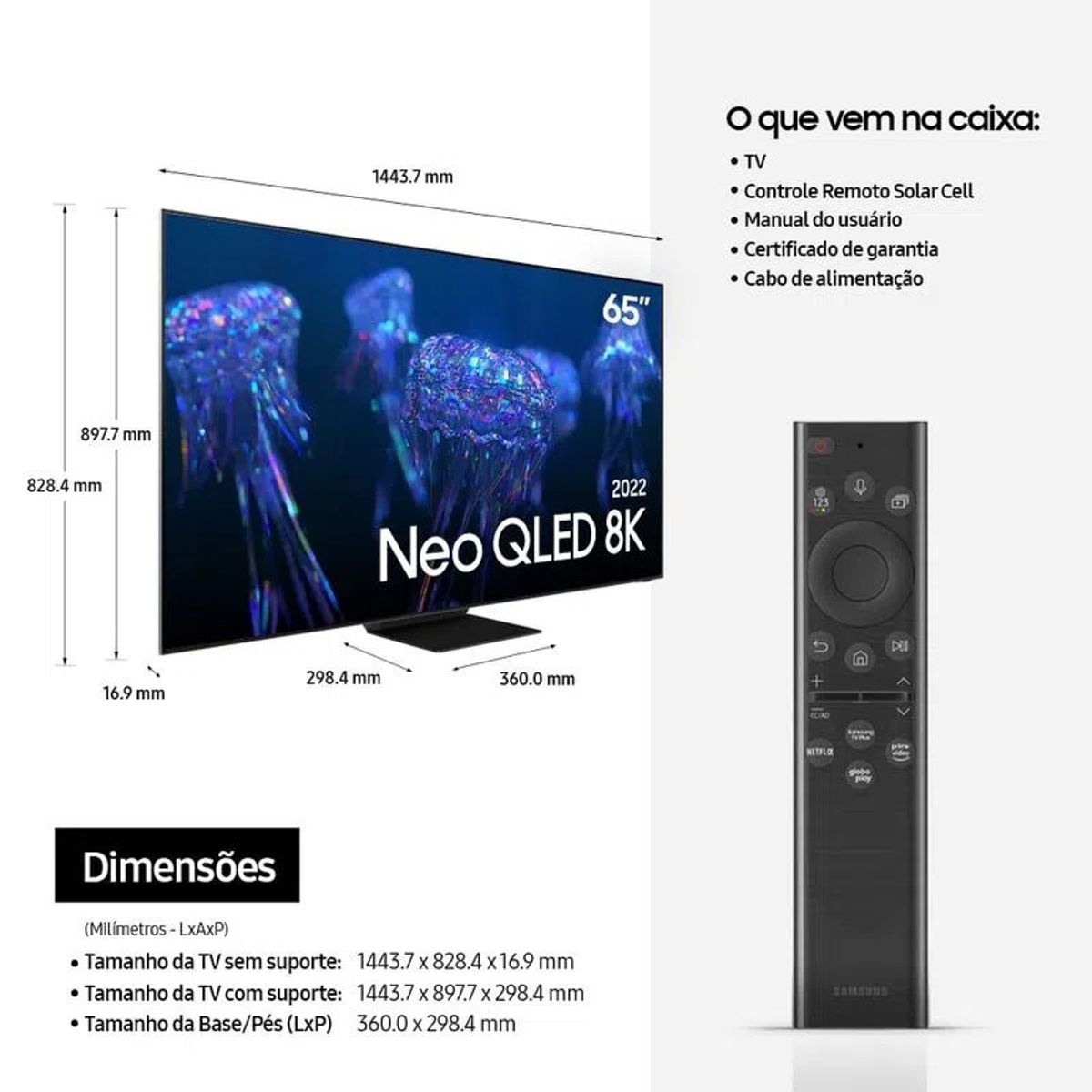 Smart TV Samsung 65 8K Neo QLED Alexa QN65QN800BGXZD - lojaibyte