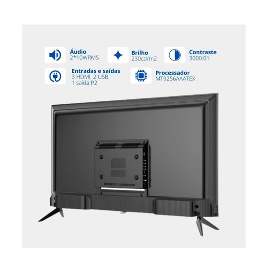 Smart TV LED 50" 4K UHD HQ 3 HDMI 2 USB - HQSTV50-66525 - lojaibyte