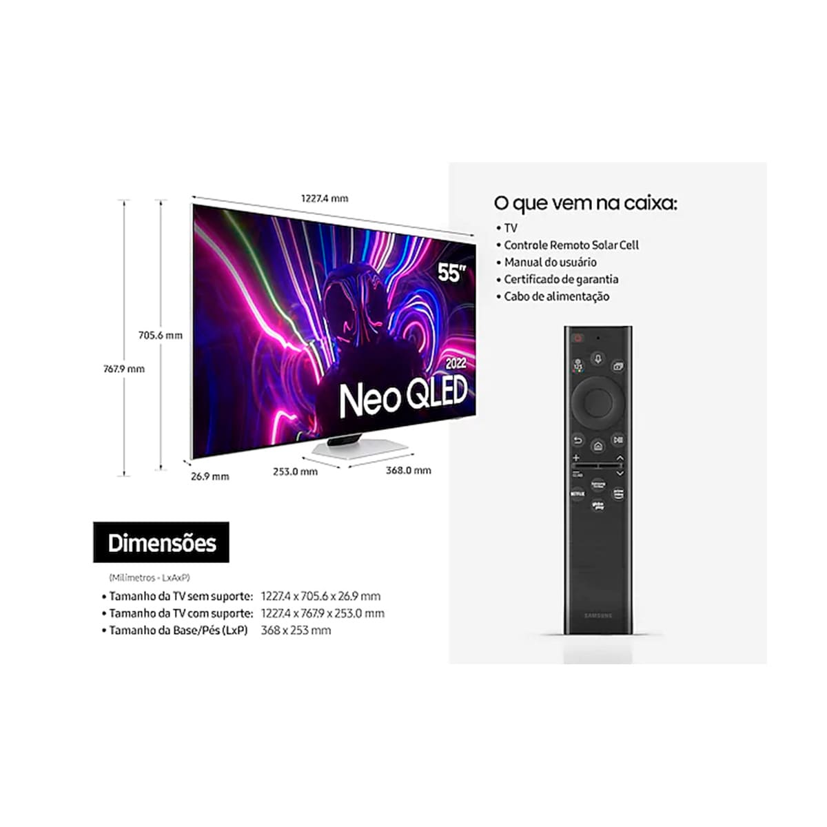 Samsung Smart TV 55" Neo QLED 4K, Mini Led, Design slim - QN85B - lojaibyte