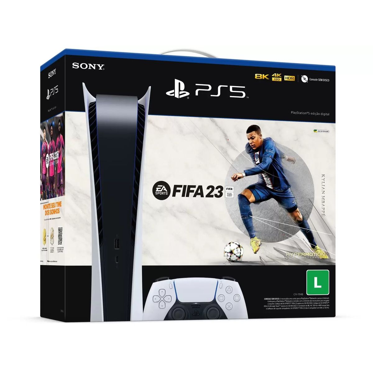 PlayStation 5 825GB Digital FIFA 23 + 1 Controle Dual Sense - lojaibyte