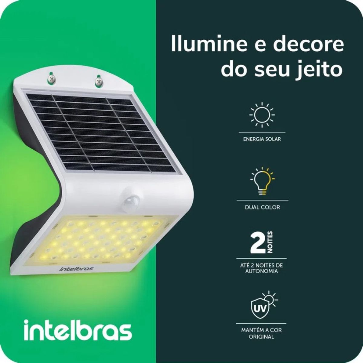 Arandela Solar Intelbras, ASI 500, Luz Amarela - 4842814 - lojaibyte