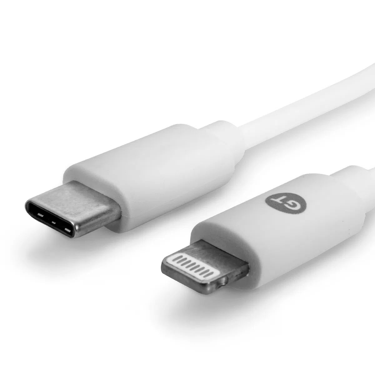 Cabo Lightning USB-C 1m Branco GT+Carregador USB-C Branco GT - lojaibyte