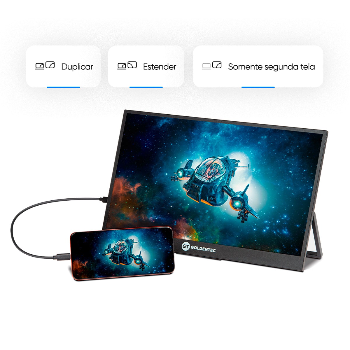 Monitor Portátil Goldentec 16", Full HD, 60Hz - lojaibyte