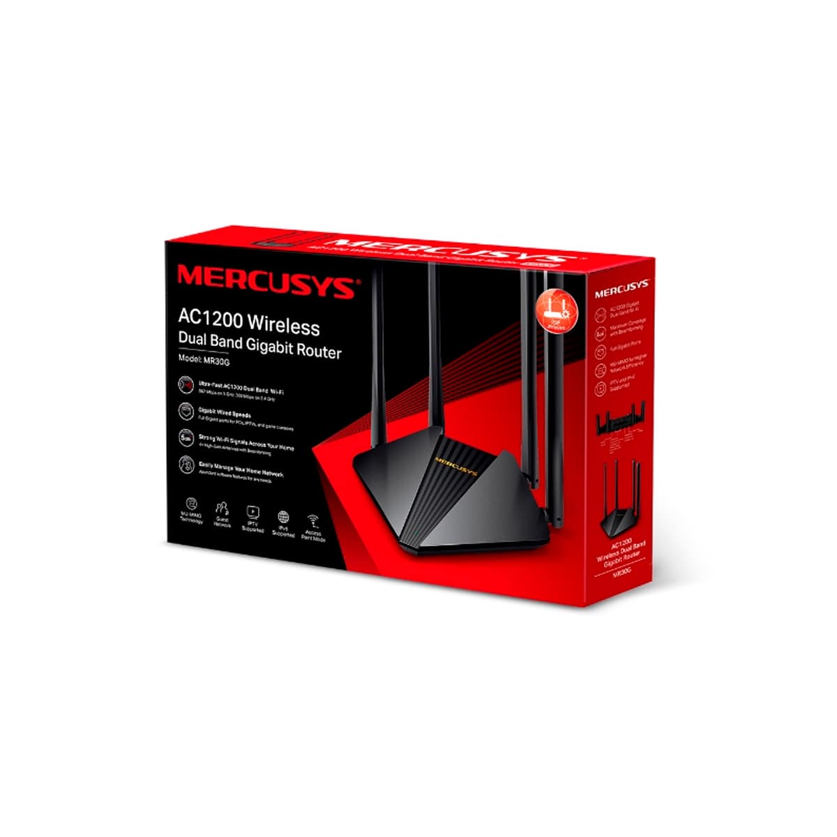 Roteador Sem Fio Mercusys MR30G AC1200 Gigabit Dual-Band - lojaibyte