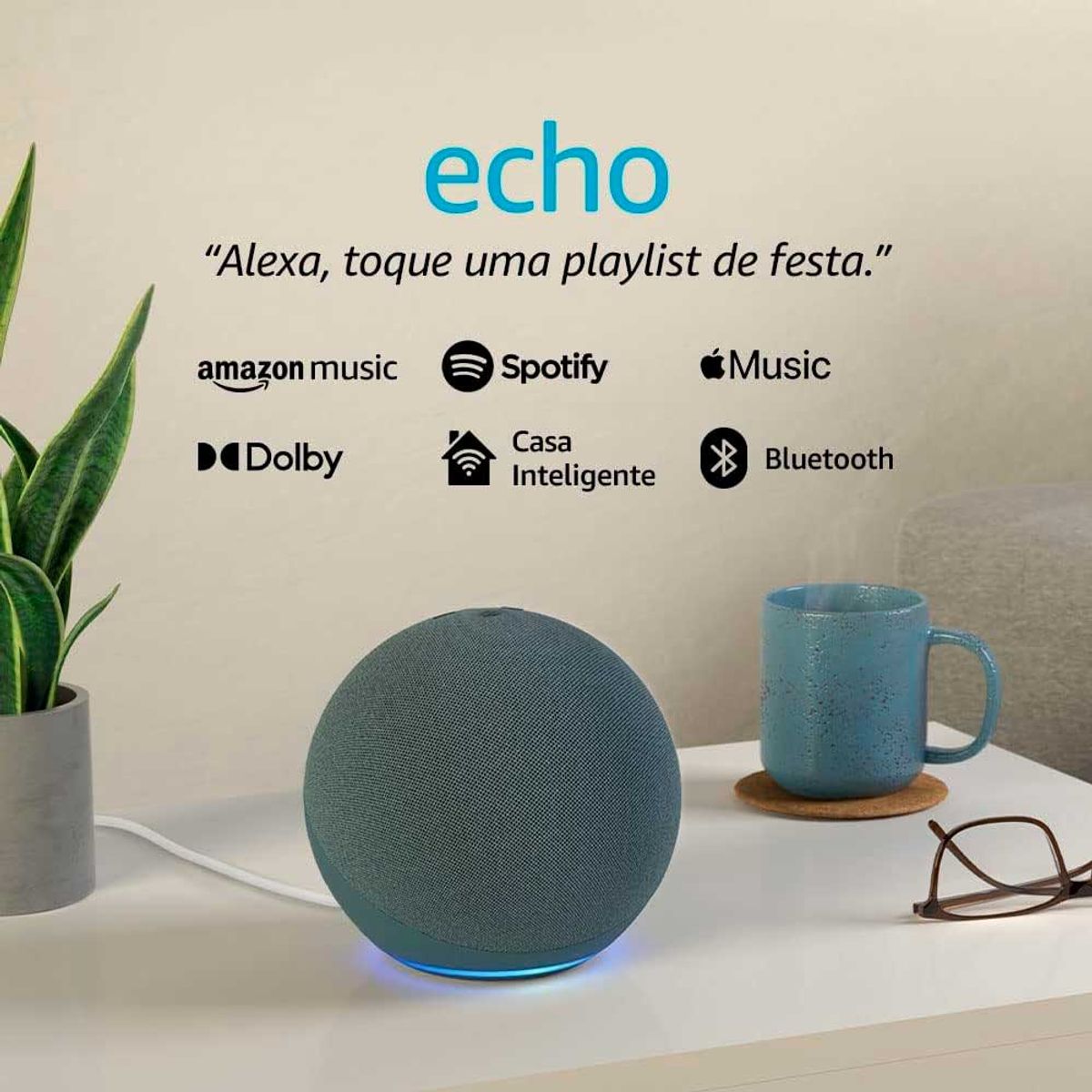 Amazon Echo com Alexa 4ª Geração Azul - lojaibyte