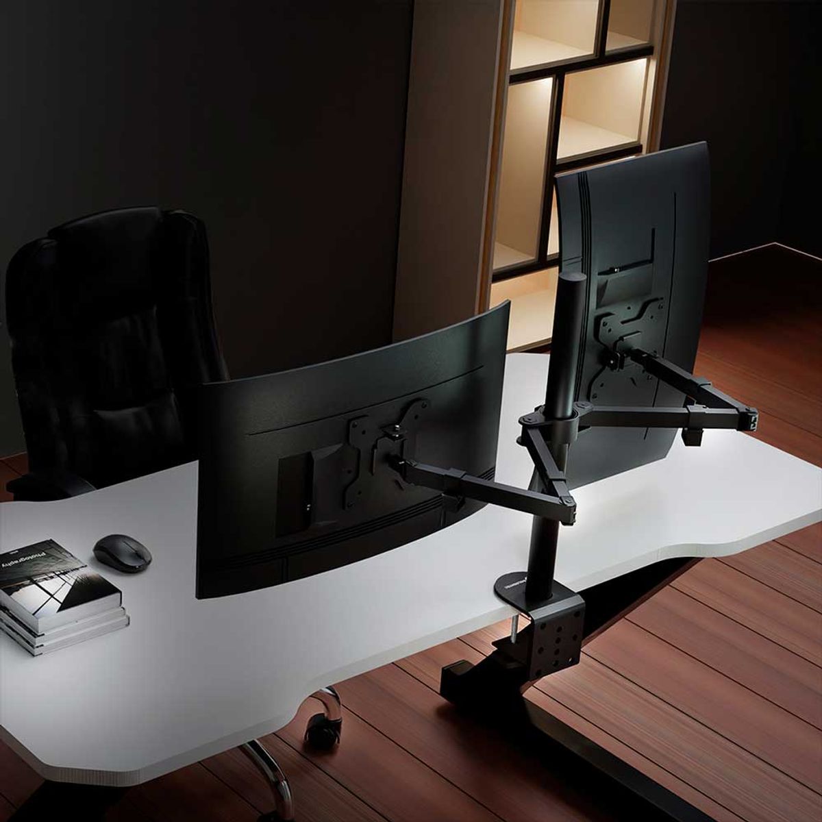 Suporte Articulado para 2 monitores Preto Goldentec - lojaibyte