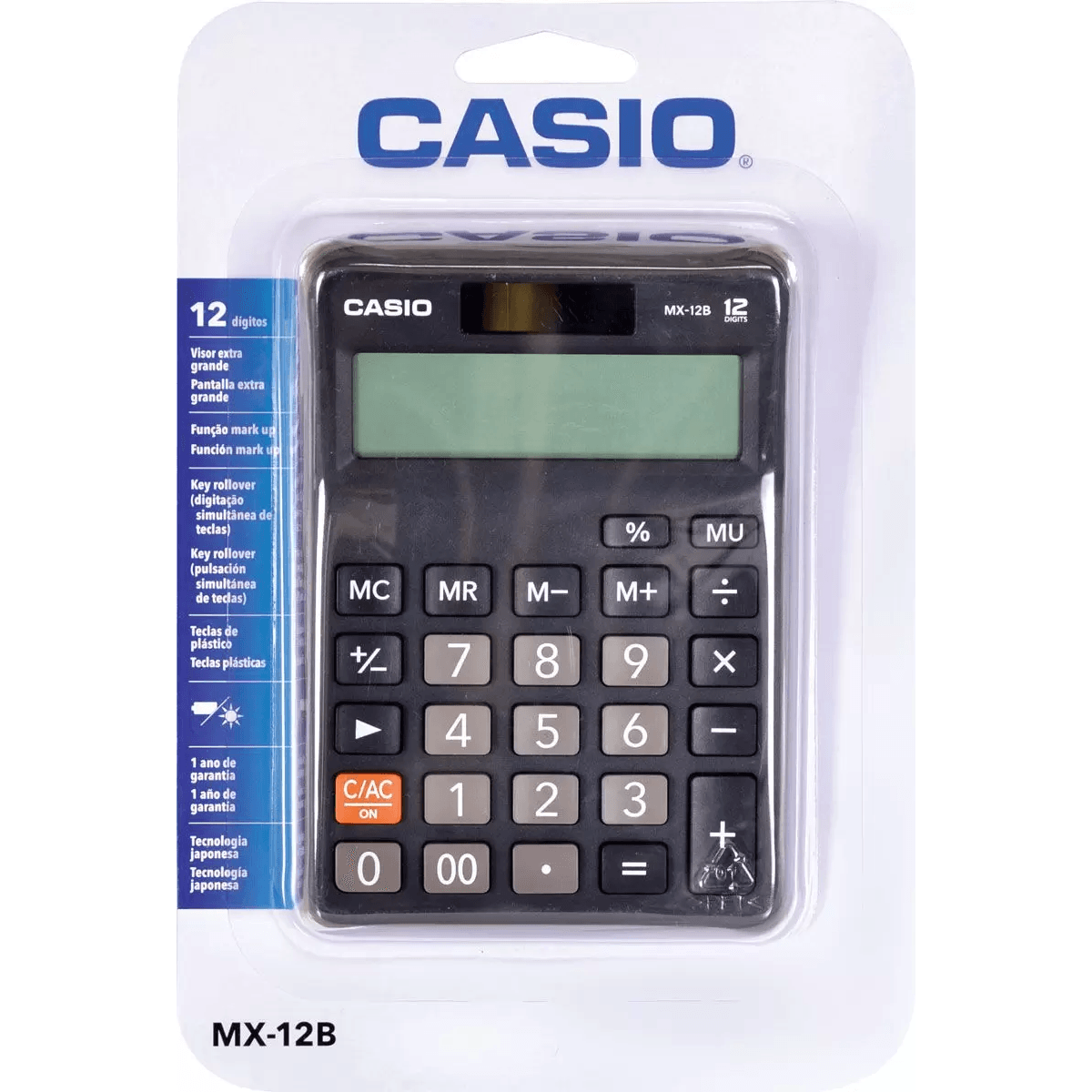 Calculadora de Mesa Casio, 12 Dígitos, Preta MX12BW4DC - lojaibyte