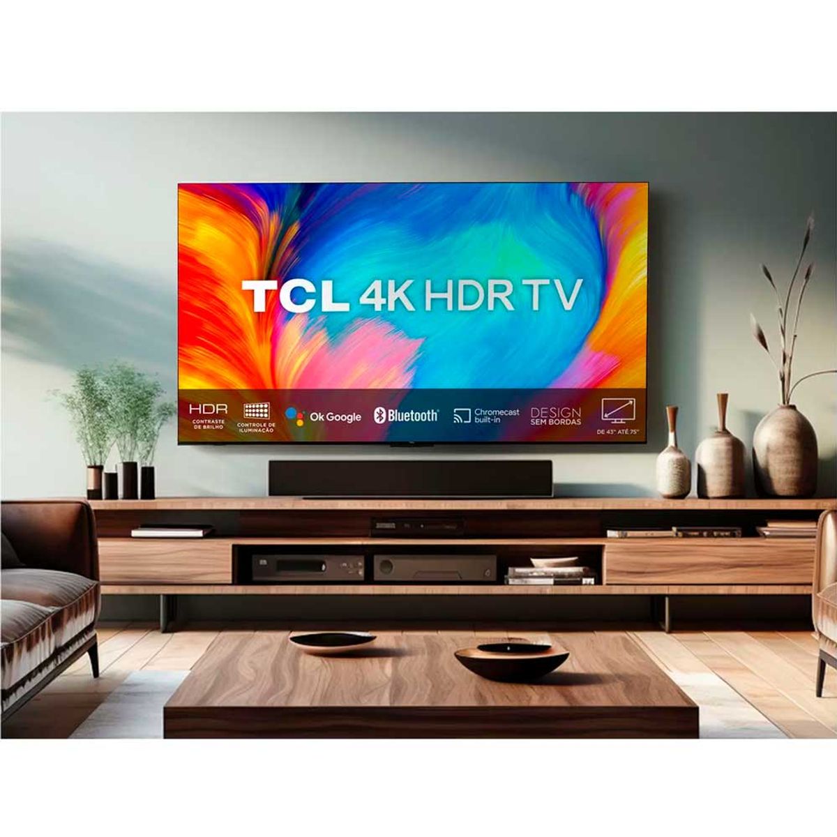 Smart TV 65" TCL LED Ultra HD 4K 65P635 Google TV HDR Wi-Fi - lojaibyte