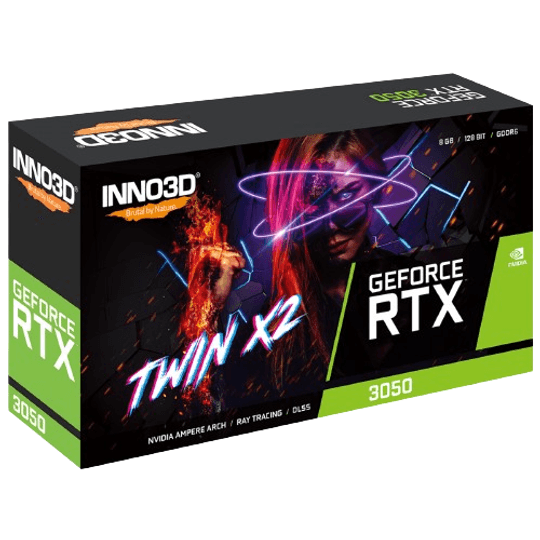 Placa de Vídeo INNO3D GeForce RTX 3050 Twin X2, 8GB GDDR6 - lojaibyte