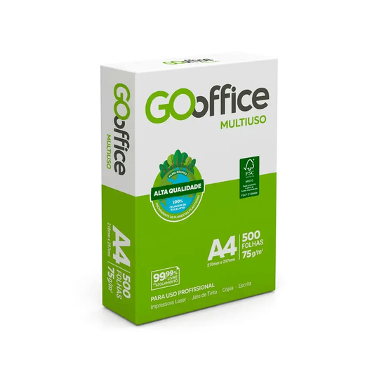Resma de Papel A4 Go Office, 500 Folhas, 75g - lojaibyte