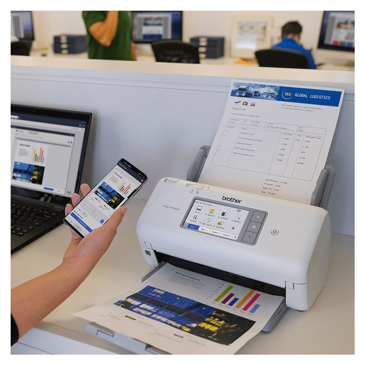 Scanner Portátil de Mesa Wi-Fi Brother ADS4700W - lojaibyte