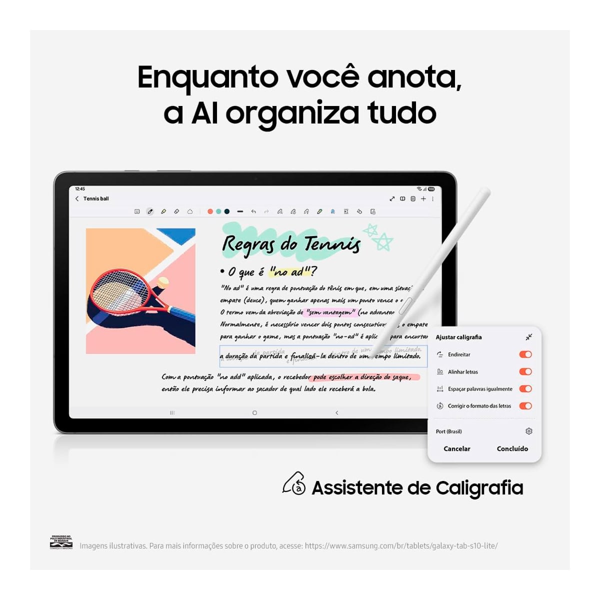 Tablet Samsung Galaxy Tab S10 Lite 5G, 128GB Cinza - lojaibyte