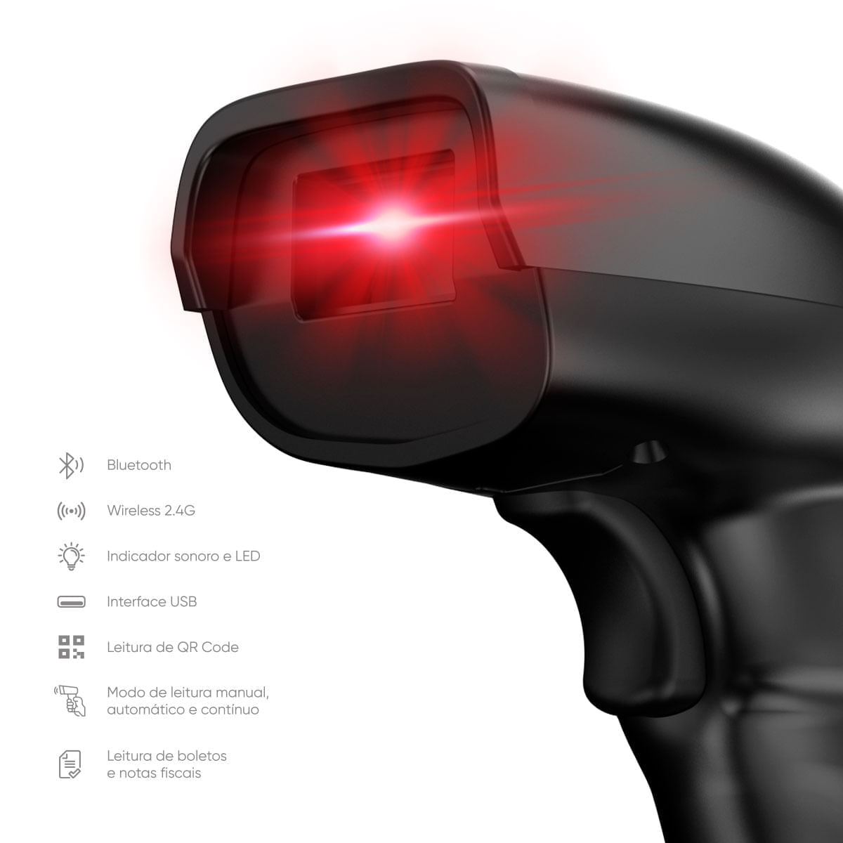 Leitor de Código de Barras 2D Bluetooth Get LT-200B - lojaibyte